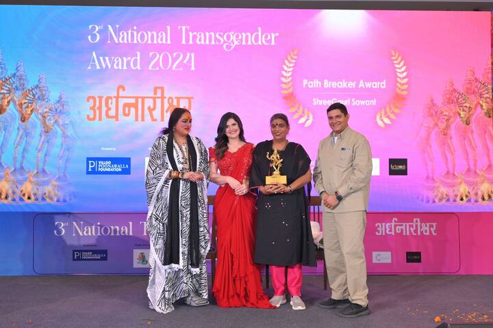 Zareen Khan Stuns In A Red Saree At 3rd National Transgender Awards