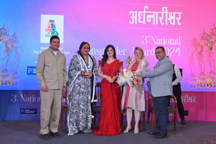 Zareen Khan Stuns In A Red Saree At 3rd National Transgender Awards