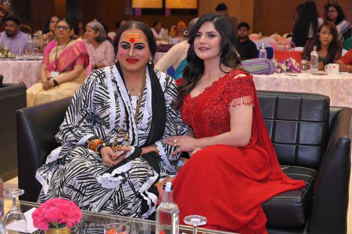 Zareen Khan Stuns In A Red Saree At 3rd National Transgender Awards