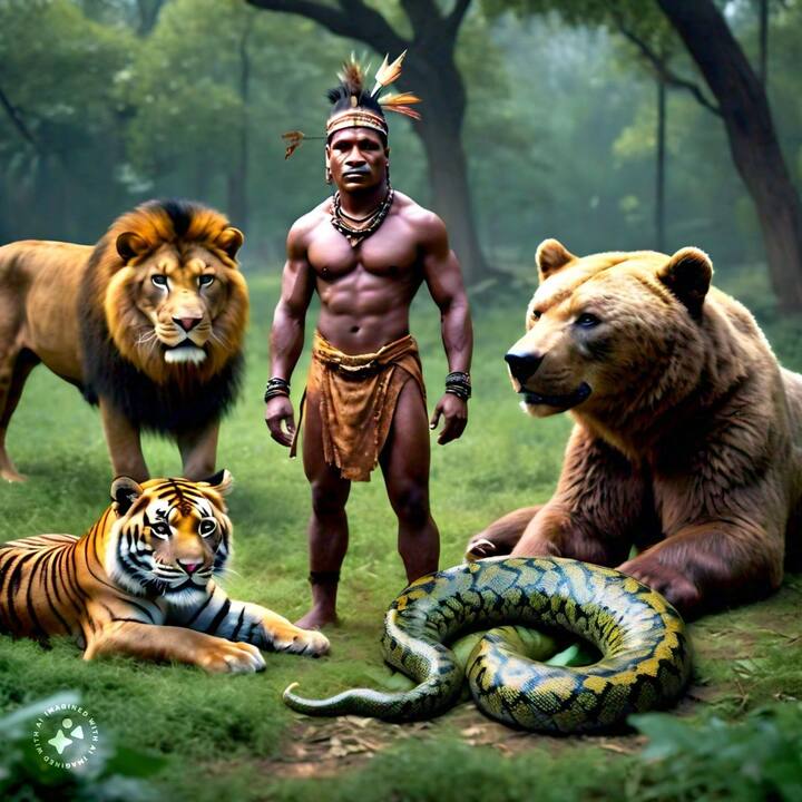 Humans and Animals lived together having chill in Jungle and city AI ...