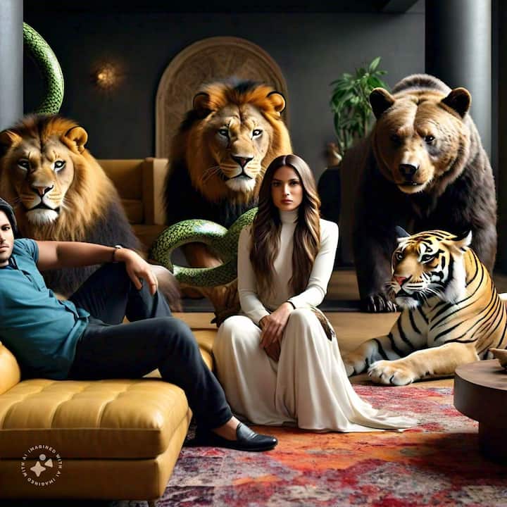 Humans and Animals lived together having chill in Jungle and city AI ...