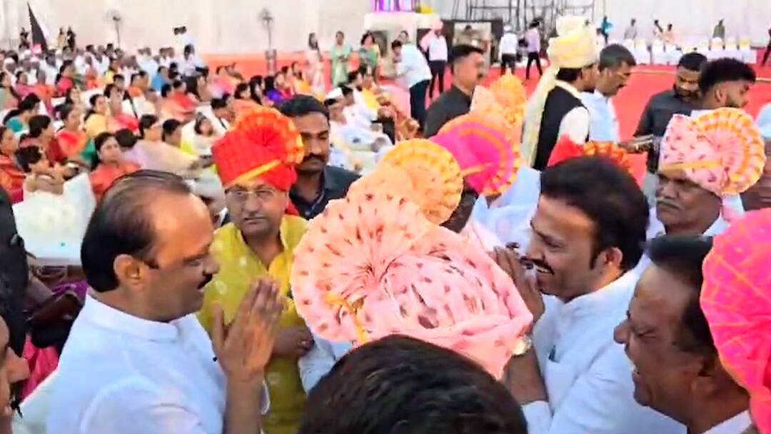 sharad pawar leader shashikant shinde meet ajit pawar at ncp mla makarand patil nephew marriage ...