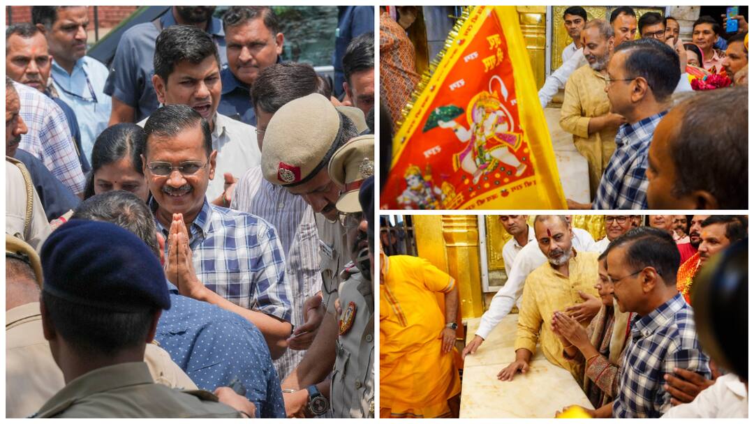'Triumph Of Truth': Delhi CM Arvind Kejriwal Visits Hanuman Mandir After Interim Bail. IN PICS