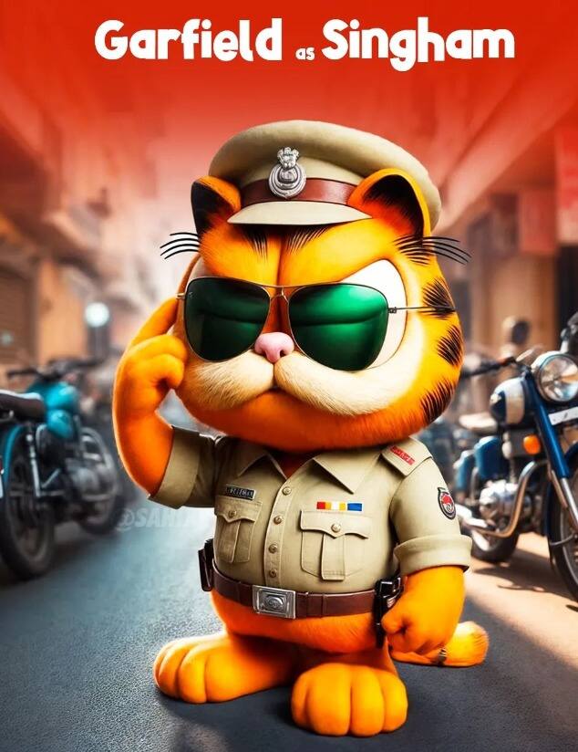 Babu Bhaiya Singham Bahubali Pushpa AI Imagines Garfield Cat As Iconic ...