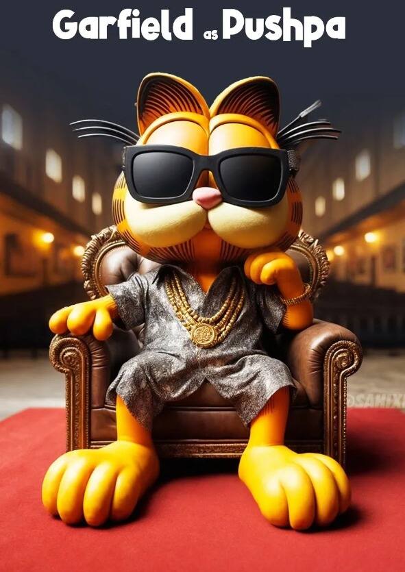 Babu Bhaiya Singham Bahubali Pushpa AI Imagines Garfield Cat As Iconic ...