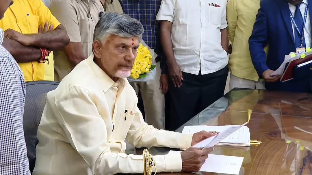 AP CM Chandrababu naidu signs on five key files after taking responsibilities as chief minister ...