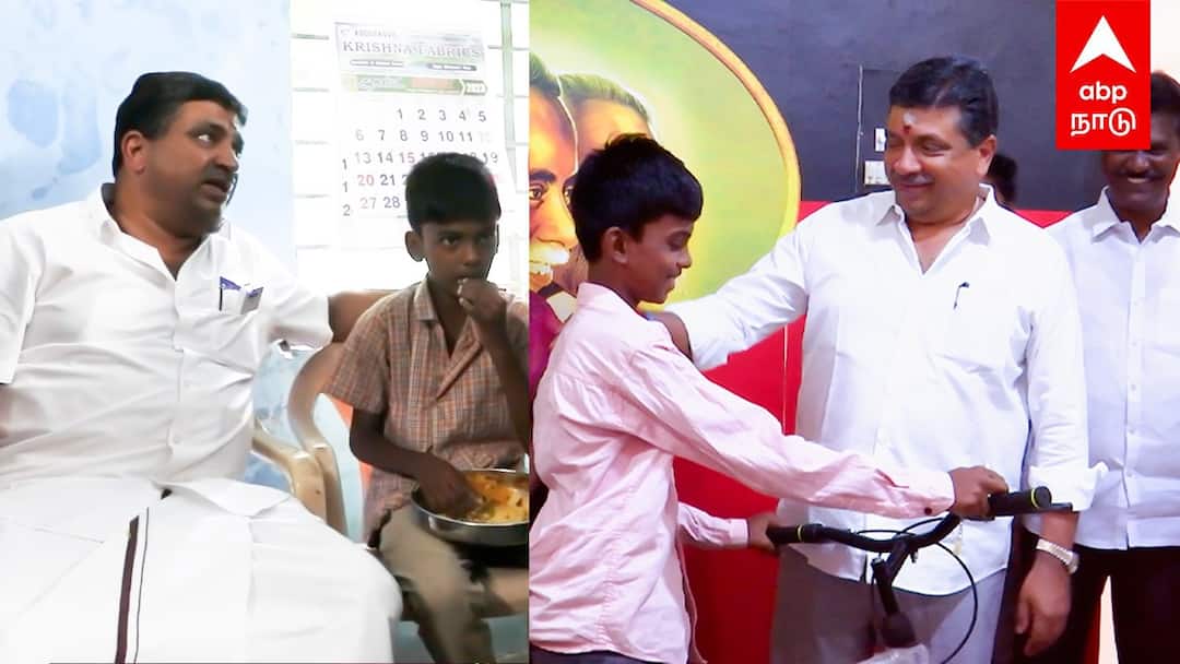 DMK Minister Palanivel Thiaga Rajan gifts bicycle to School Student in ...