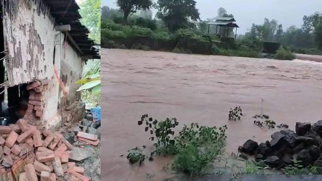Nashik Rain Update Woman dies while crossing river in Surgana water enters many houses in Bham ...