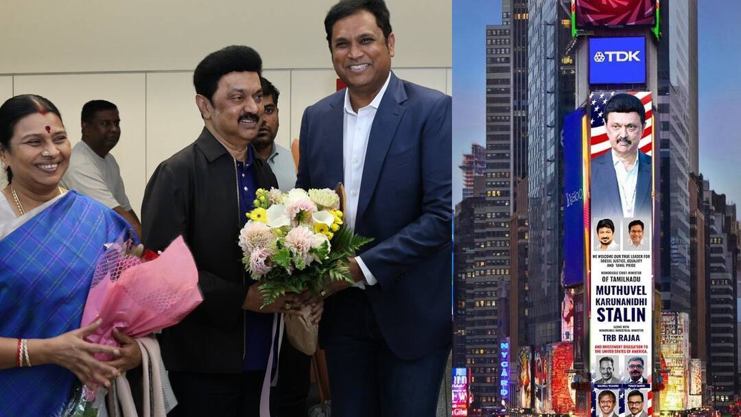 Tamilnadu CM Stalin landed in America greetings by TRB Raja Minister of ...