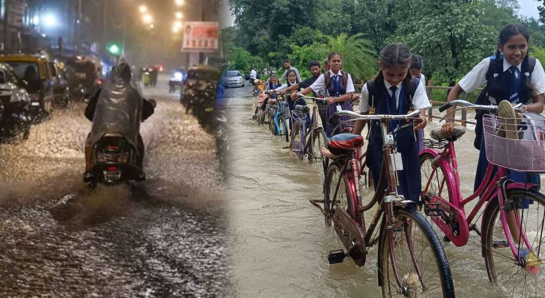 maharashtra rain update news heavy rain in vidarbha marathwada Little students make a perilous ...