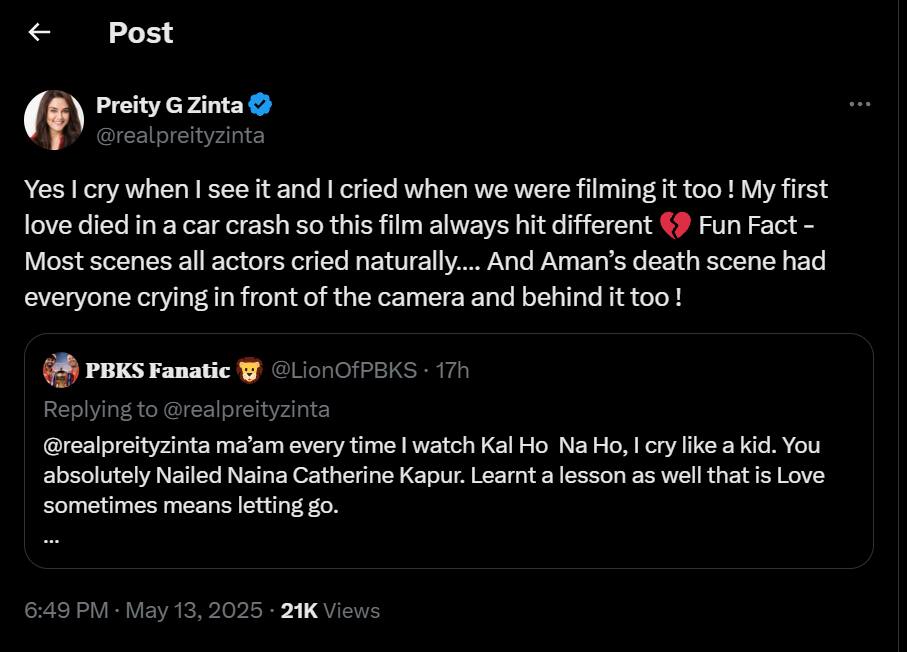 Preity Zinta Reveals Her First Love Died In A Car Crash Shares Crying ...
